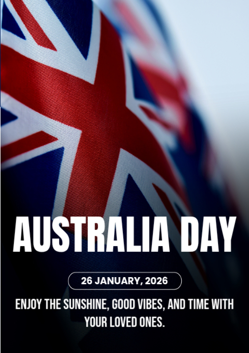Black Modern Australia Day A4 2026 Template | PosterMyWall