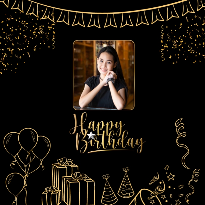 Black Modern Birthday Template | PosterMyWall