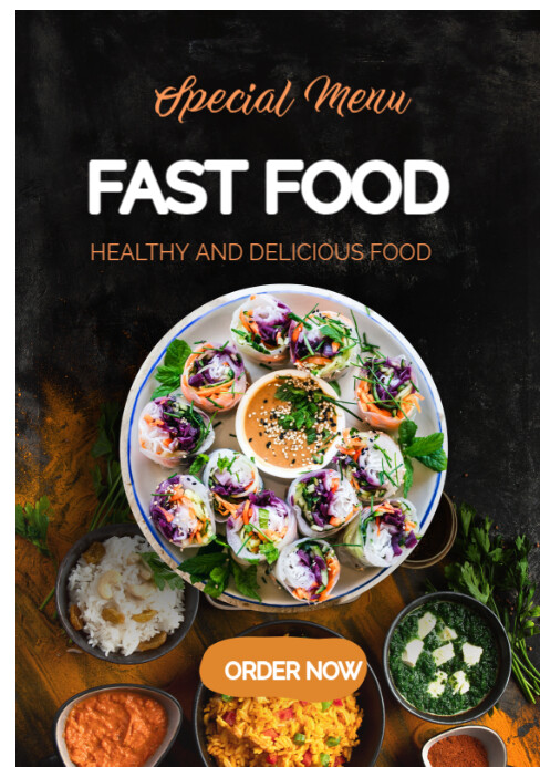 Black Modern Fast Food Flyers Template | PosterMyWall