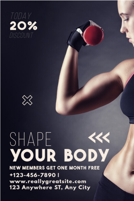 Modèle Black Modern Fitness Shape Your Body Poster | PosterMyWall