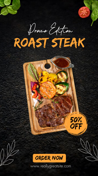 Copy of Black Modern Roast BBQ Steak Promotion Instag | PosterMyWall
