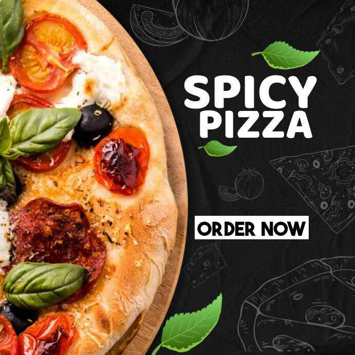 Black Modern Spicy Pizza (Facebook Post) Template | PosterMyWall