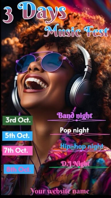 Black multi coloured music List-based calenda Template | PosterMyWall