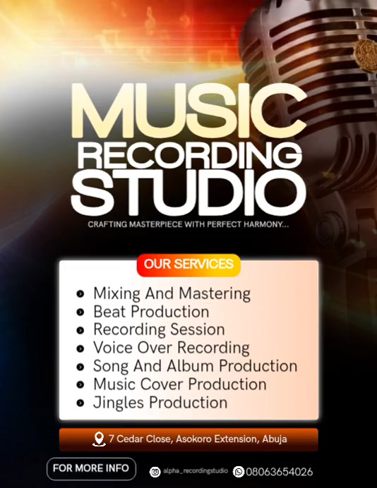 Black Music Recording Studio Flyer Video Modelo | PosterMyWall