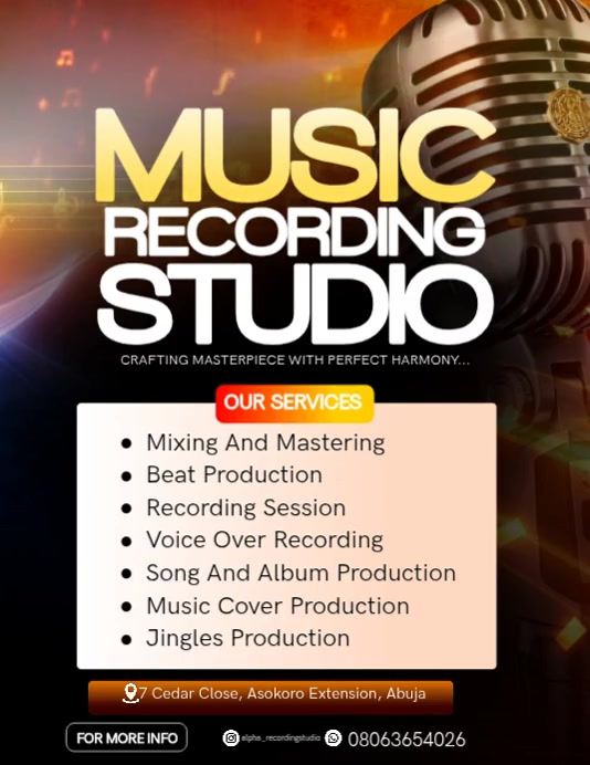 Modèle Black Music Recording Studio Flyer Video | PosterMyWall