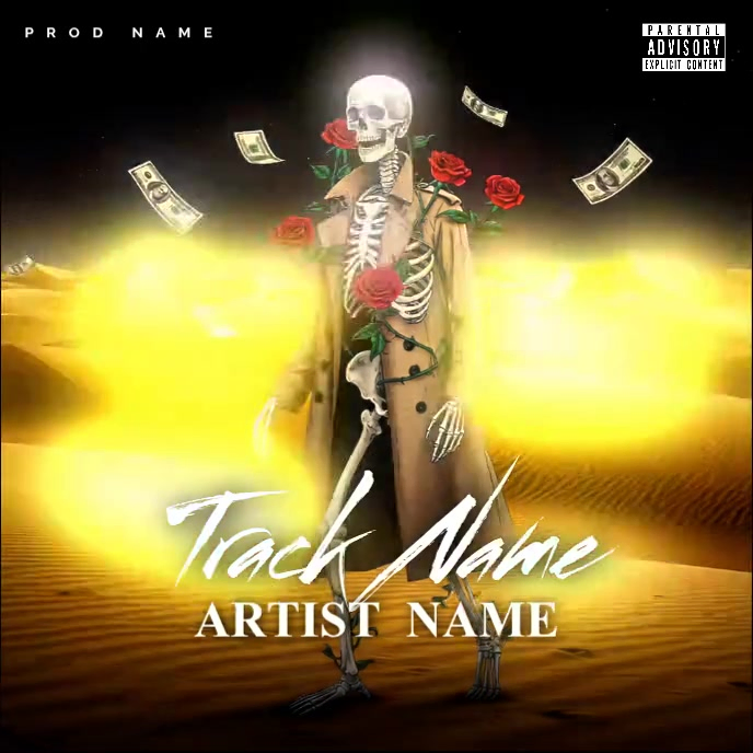 Black Music skeleton in desert Album Cover Video Template | PosterMyWall