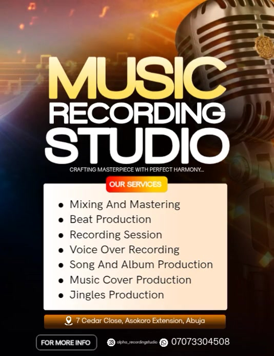 Black Music Studio Services Flyer Video Template | PosterMyWall