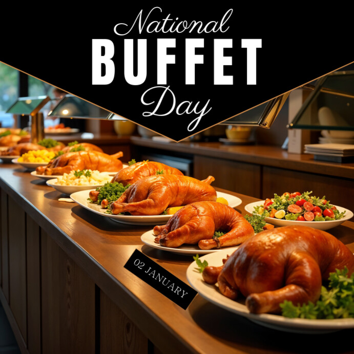 Black National Buffet Day Instagram Post 2025 Template | PosterMyWall