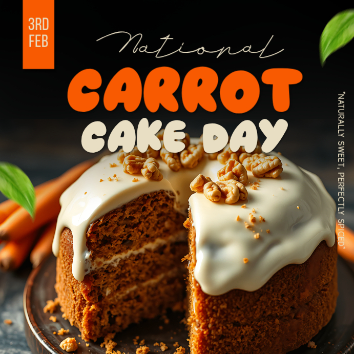 Black National Carrot Cake Day Instagram Post Template | PosterMyWall
