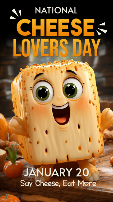 Black National Cheese Lovers Day Instagram Story Template | PosterMyWall