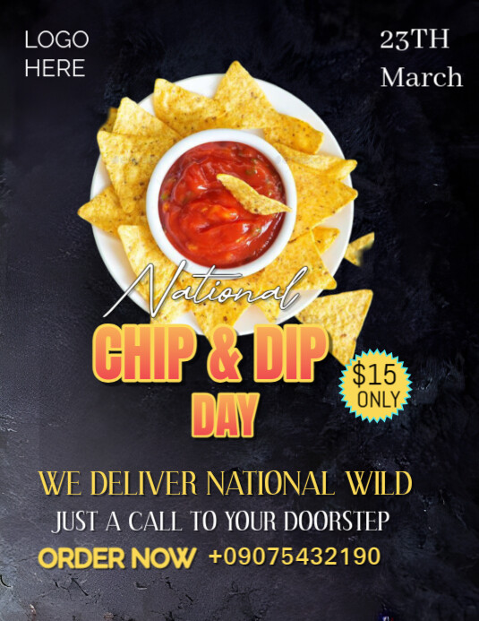 Plantilla de Black National Chip And Dip Day Flyer (us Letter ...