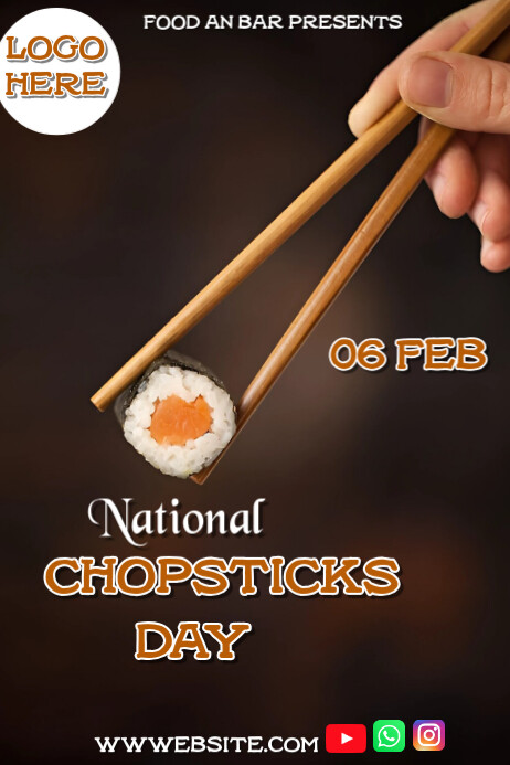 Black National Chopsticks Day Poster Template | PosterMyWall