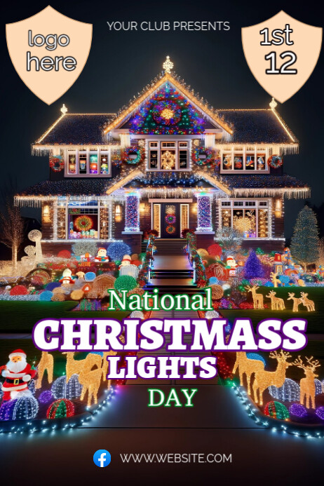 Black National Christmas Lights Day Poster Template | PosterMyWall