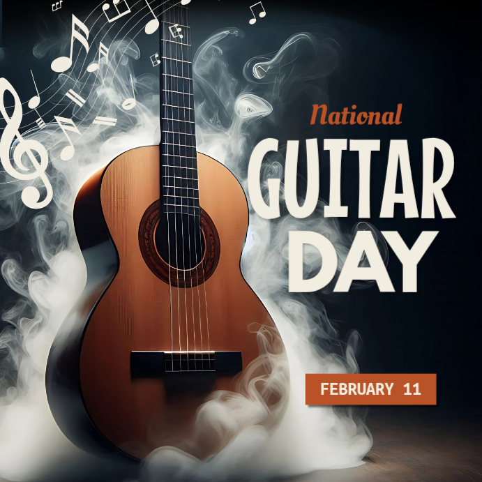 Black National Guitar Day Instagram Post Template | PosterMyWall
