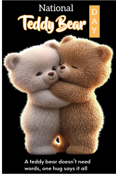Plantilla de Black National Teddy Bear Day Celebration Flyer Poster ...