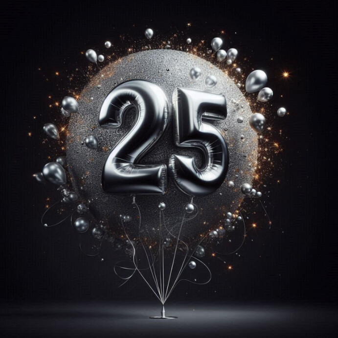 Copy of Black Neon 25 Balloon Instagram Post | PosterMyWall