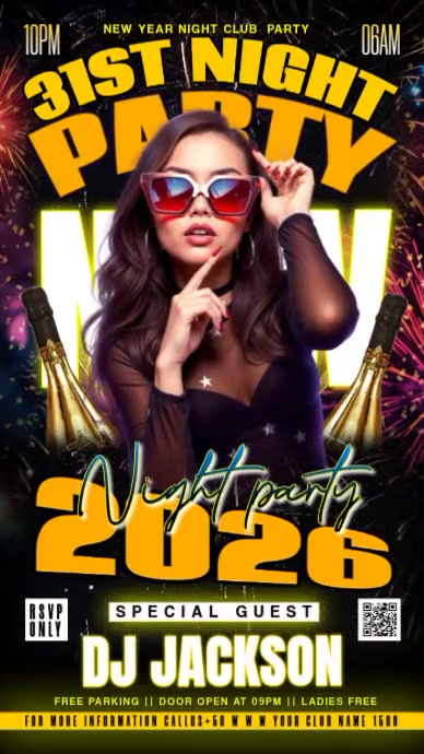 Black Neon 31st Night Party Flyer Instagram Reel Template | PosterMyWall
