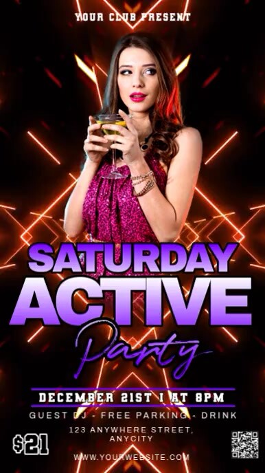 Black Neon Active Party Reel Instagram Template | PosterMyWall