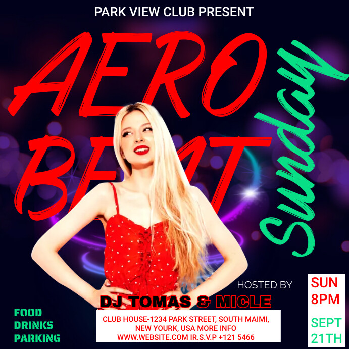 Sjabloon Black Neon Aero Beat Sunday Night Party Inst | PosterMyWall