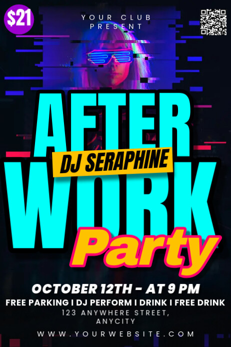 Plantilla de Black Neon After Work Party Poster | PosterMyWall