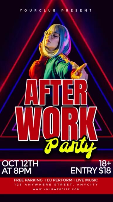 Black Neon After Work Party Reel Instagram Templat | PosterMyWall