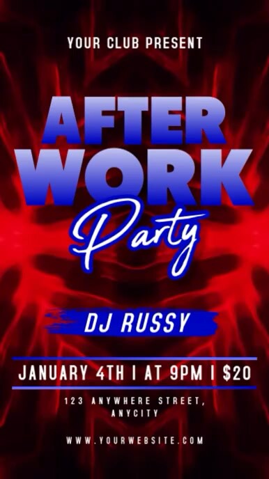 Black Neon After Work Party Reel Instagram Template | PosterMyWall