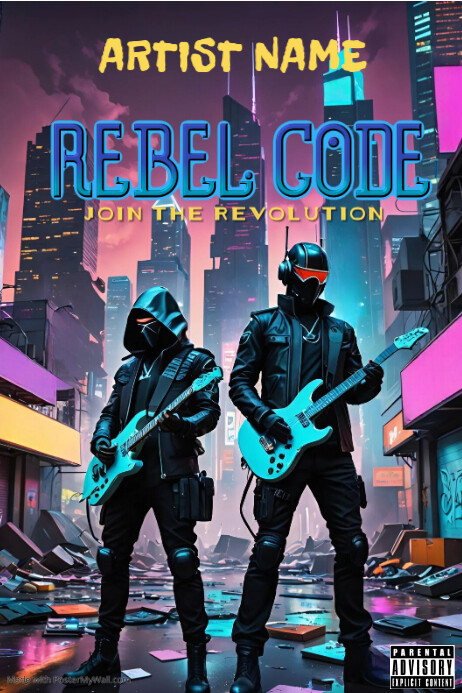 Black Neon Album Cover Poster Template | PosterMyWall