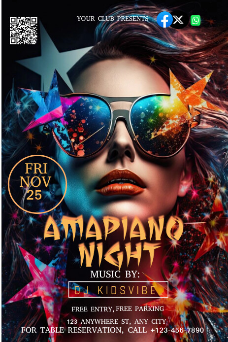 Black Neon Amapiano Night Pinterest Graphic Template | PosterMyWall