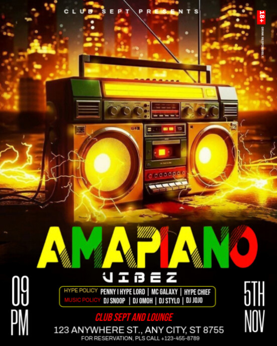 Black Neon Amapiano Vibez Instagram Portrait Template | PosterMyWall