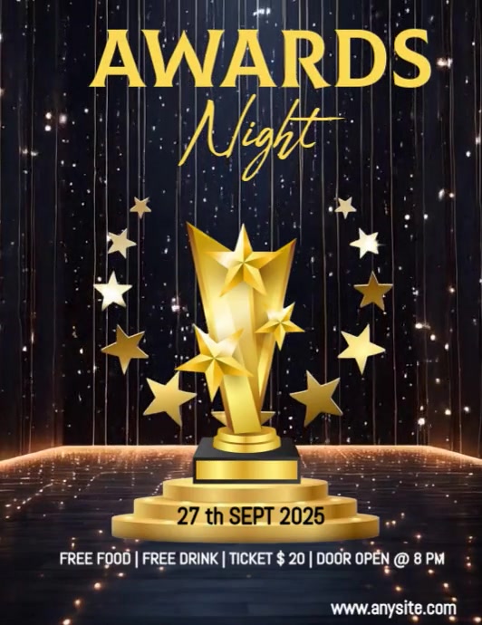Black Neon Award Night Invite Video Template | PosterMyWall