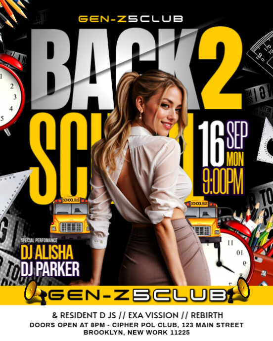 Copy of Black Neon Back To School Party Template Instagram Portrait | PosterMyWall