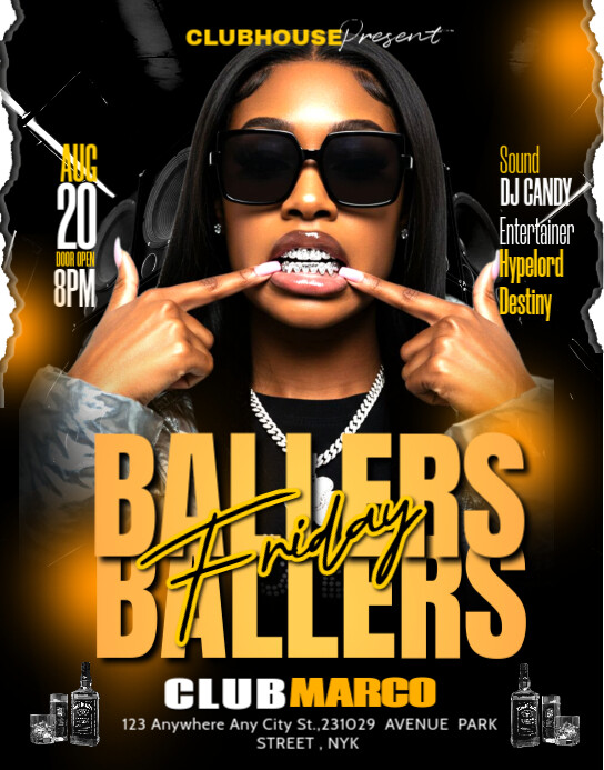 Black Neon Ballers Friday Night Party Poster/wallboard Template ...
