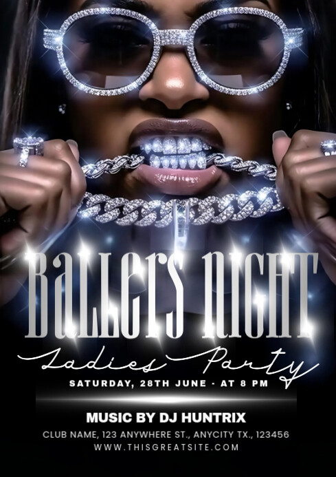 Copy of Black Neon Ballers Night Ladies Party A4 | PosterMyWall