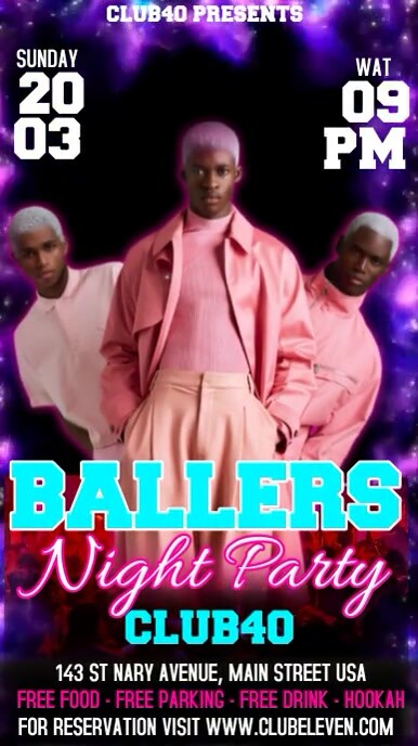 Plantilla de Black Neon Ballers Nightparty Instagram Story | PosterMyWall