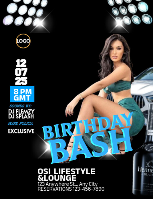 Black Neon Birthday Bash Design Template Flyer (us Letter) | PosterMyWall