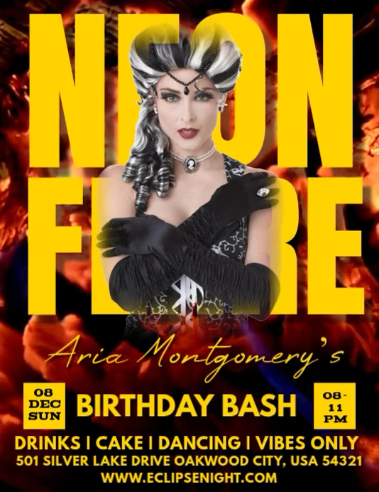 Black Neon Birthday Bash Flyer Video Template | PosterMyWall