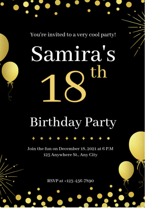 Black Neon Birthday Card A4 Template | PosterMyWall