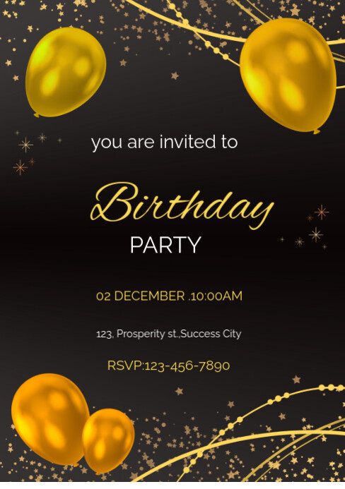 Copy of Black Neon Birthday Card A5 | PosterMyWall