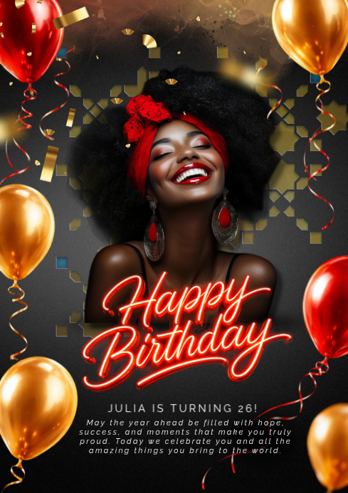 Black Neon Birthday Celebration A4 Template | PosterMyWall