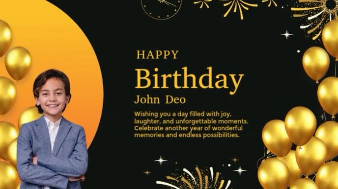 Black Neon Birthday Video Digital Display (16:9) Template | PosterMyWall