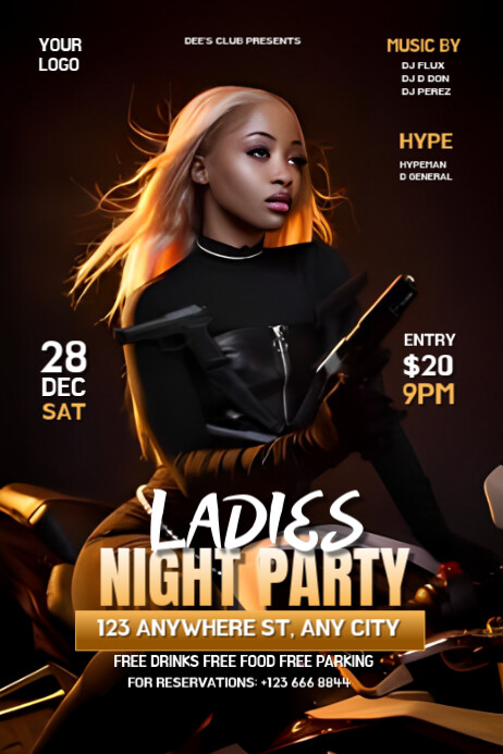 Black Neon Black Background Gradient Ladies Night Party Poster Template ...