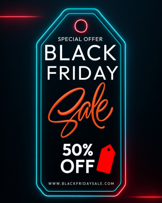 Black Neon Black Friday Sale Instagram Portrait Template | PosterMyWall