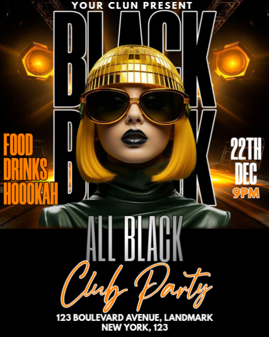Copy of Black Neon Black Night Club Party Instagram Portrait | PosterMyWall
