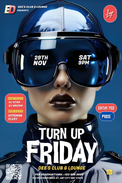 Modèle Black Neon Blue Background Gradient Turn Up Friday Poster ...