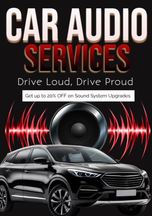 Plantilla de Black Neon Car Audio Services A1 | PosterMyWall