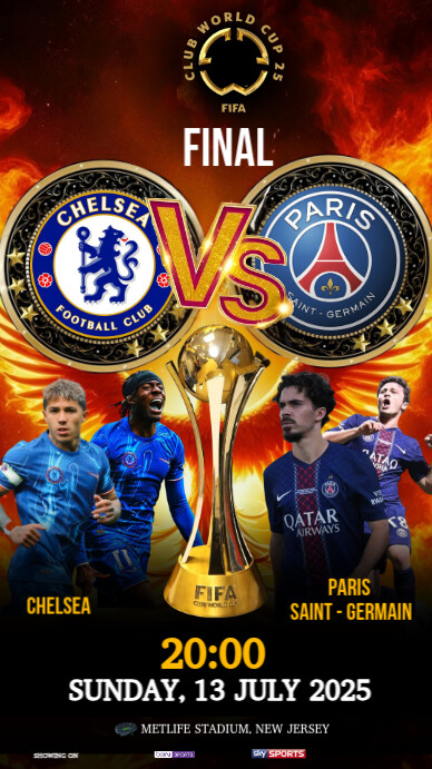 Copy of Black Neon Chelsea Vs Psg Club World Cup Final Instagram Story ...