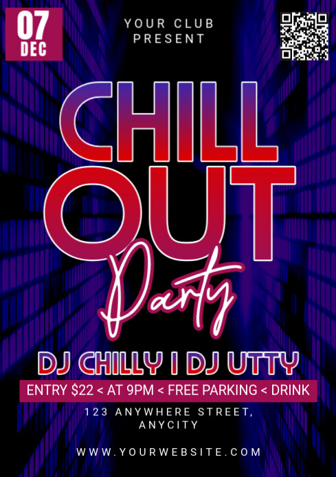 Copy of Black Neon Chill Out Party A2 | PosterMyWall