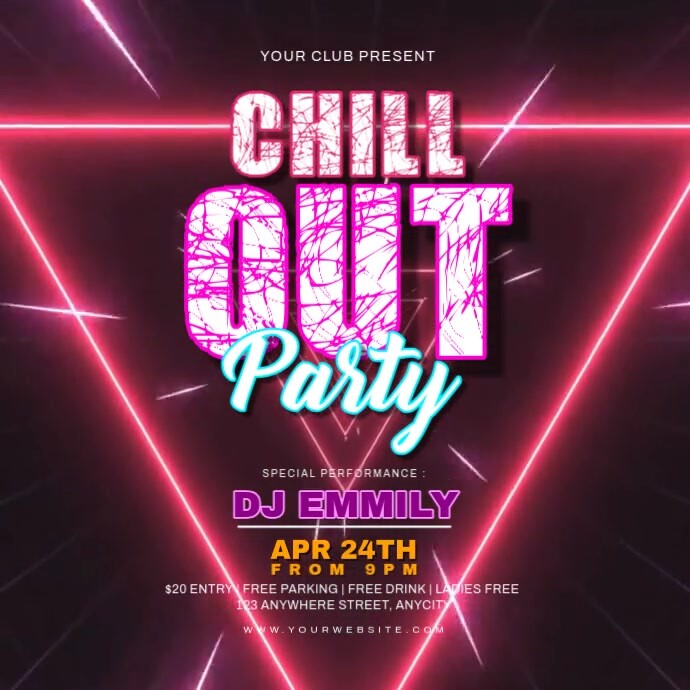 Plantilla de Black Neon Chillout Party Pos Instagram | PosterMyWall