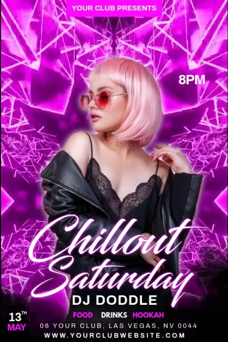 Black Neon Chillout Saturday Party Poster Template | PosterMyWall
