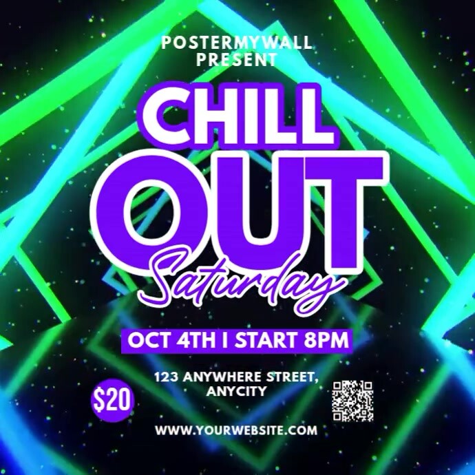 Black Neon Chillout Saturday Pos Instagram Template | PosterMyWall